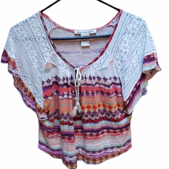 American Rag | Tops | American Rag Orange Sunset Color Flowy Crop Top ...